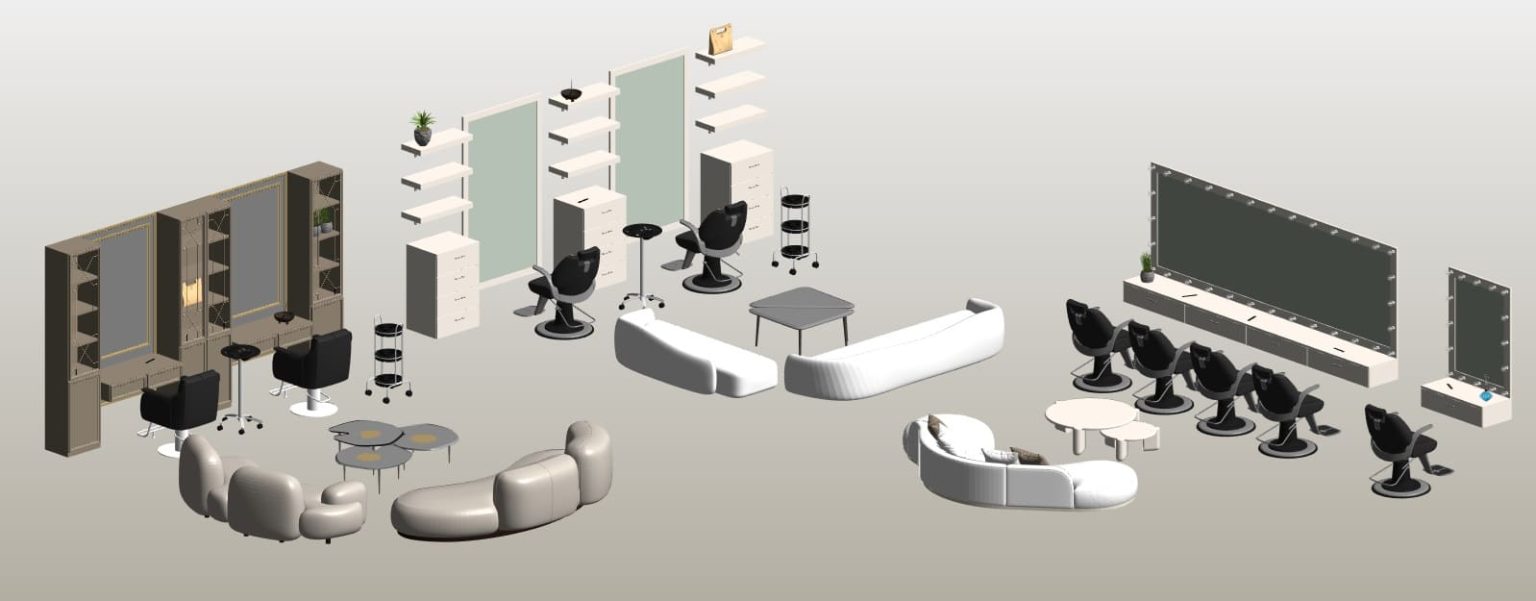 Beauty Salon Furniture In Revit | Free Download! (37.68 MB) | Library Revit