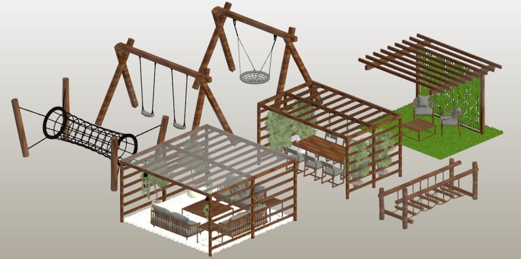 Timber Pergola & Playground Ensemble In Revit | Free Download! (125.08 ...