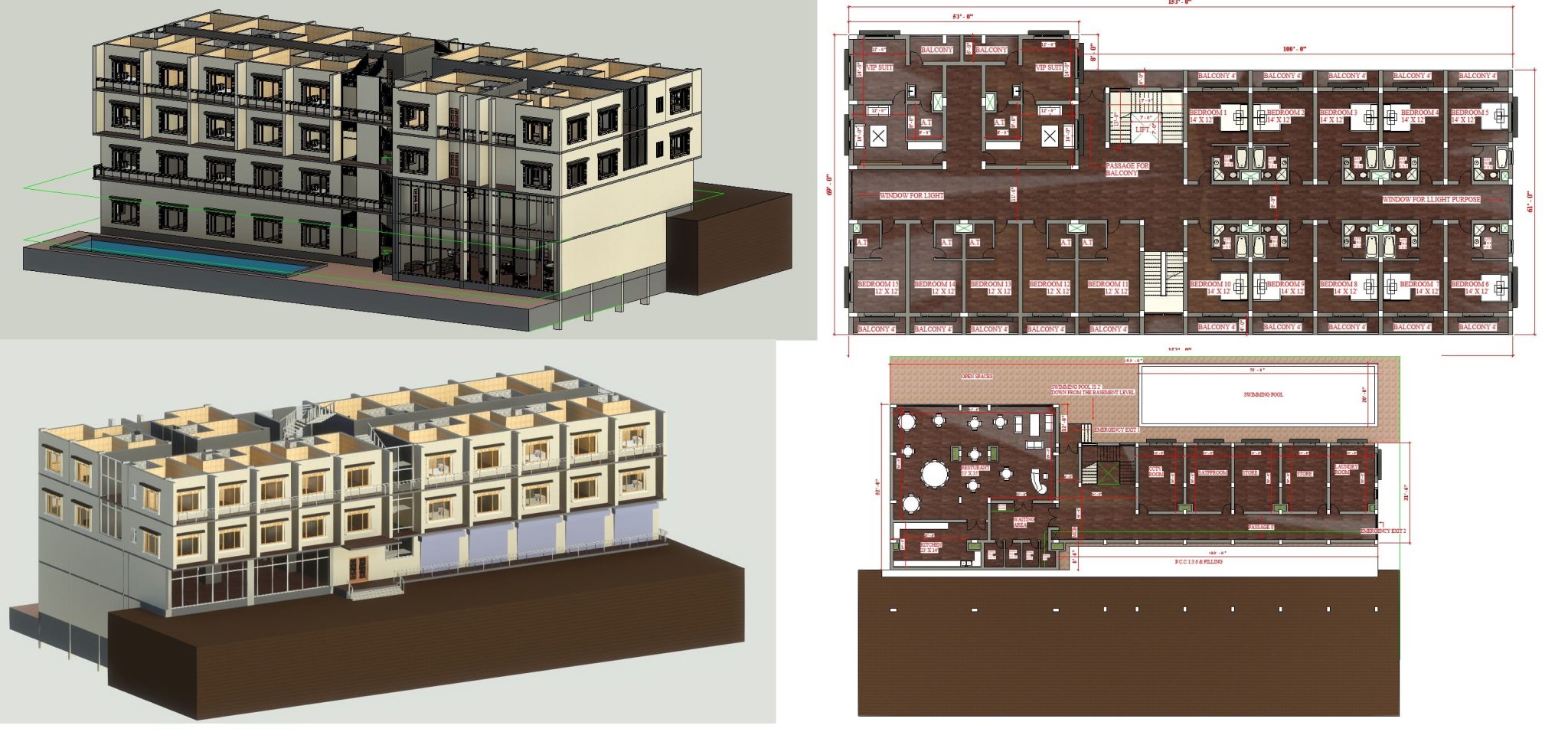 Mid-Rise Hotel 3D Parametric With Types In Revit | Free Download! (41. ...