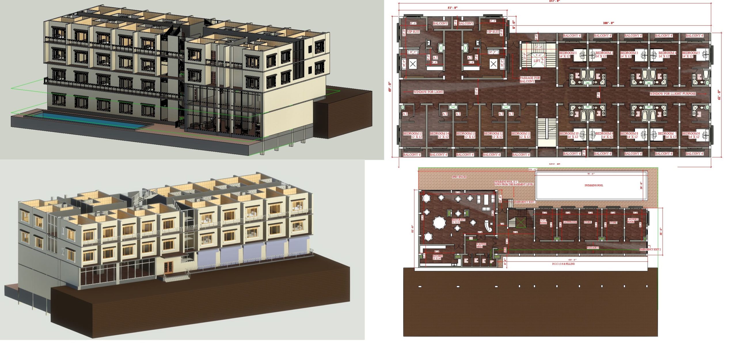 Mid-Rise Hotel 3D Parametric With Types In Revit | Free Download! (41. ...